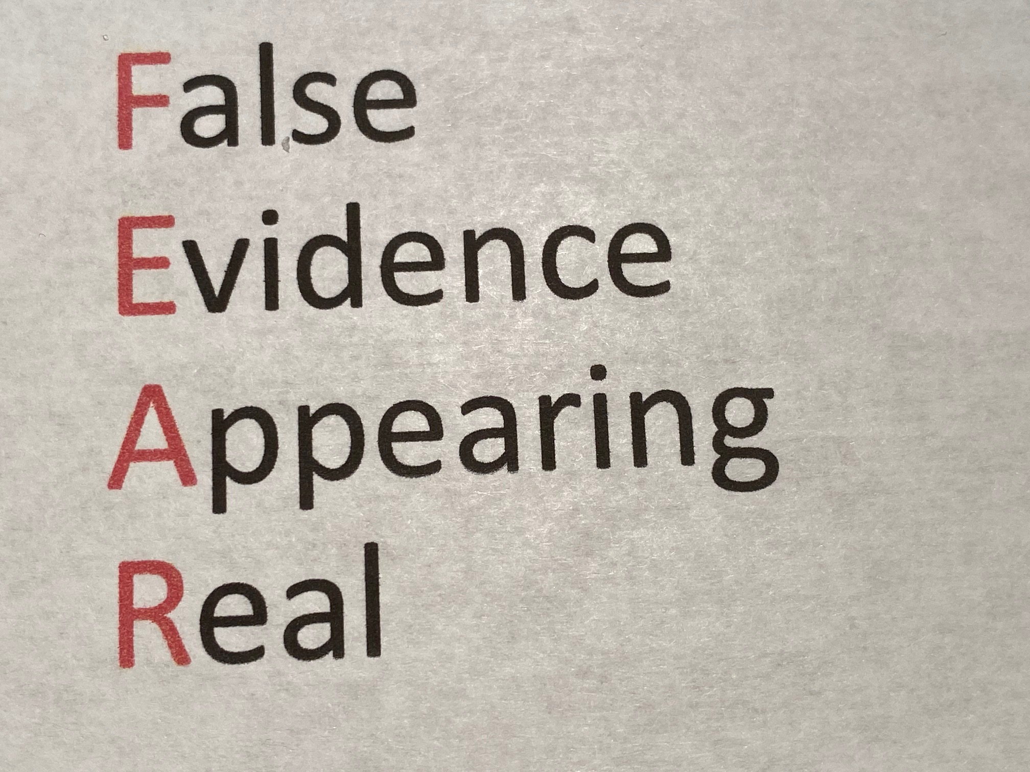 FEAR… A trail tip – Al Andersen